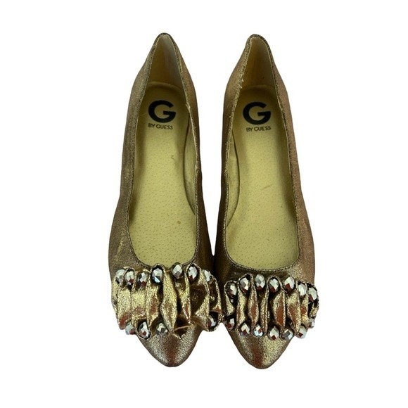 G by Guess | Shoes | G By Guess Gold Pointed Toe Flats | Poshmark